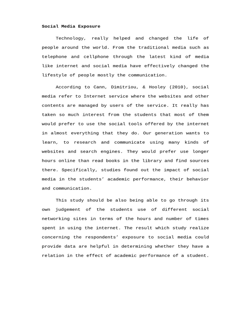 Impact of Social Media Exposure on Students | PDF