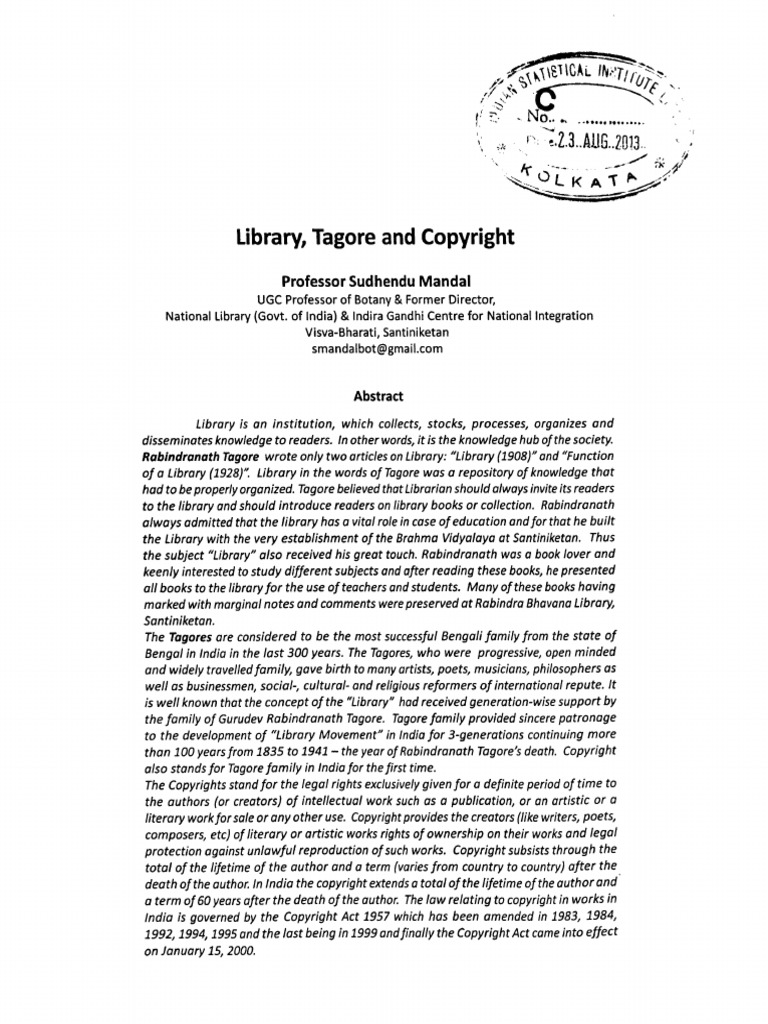 Library, Tagore and Copyright | PDF