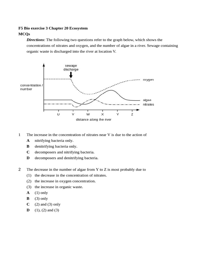 F5 Bio Exercise 3 Chapter 20 Ecosystem | PDF | Nitrate | Organisms
