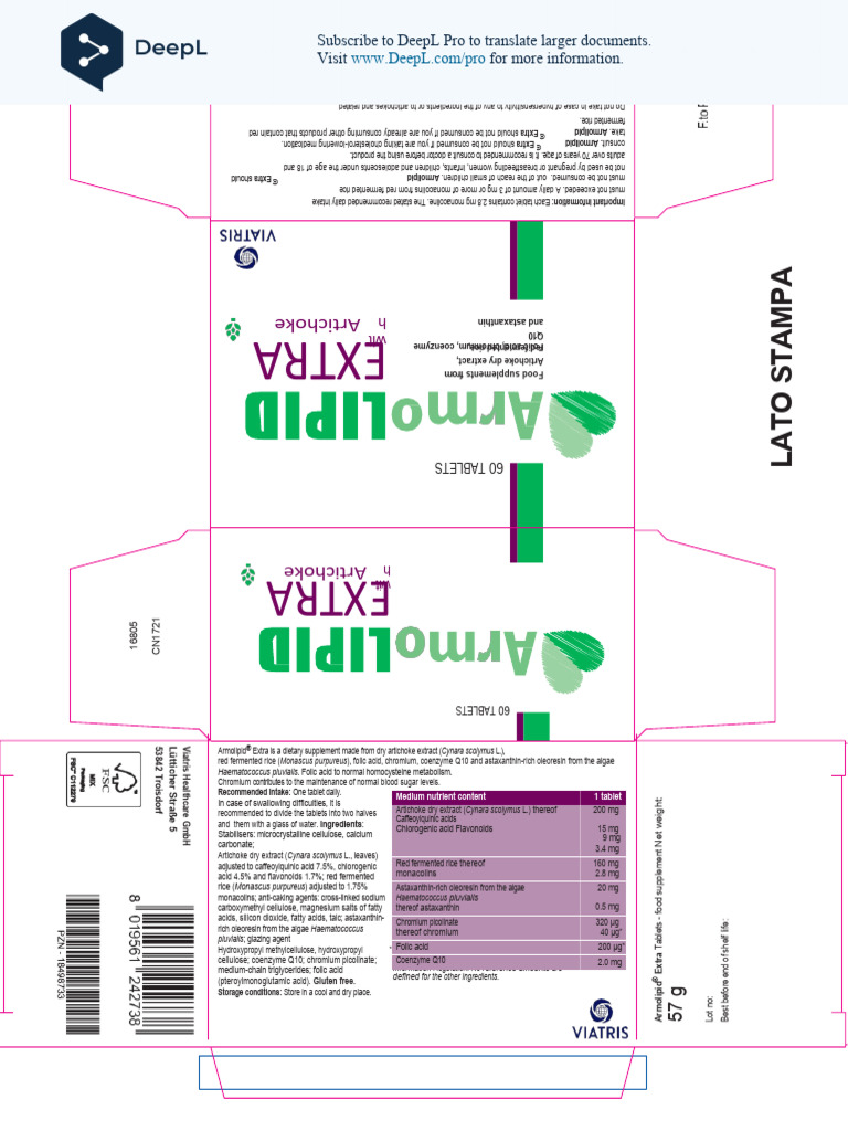 Armolipid Extra | PDF | Magnesium | Dietary Supplements