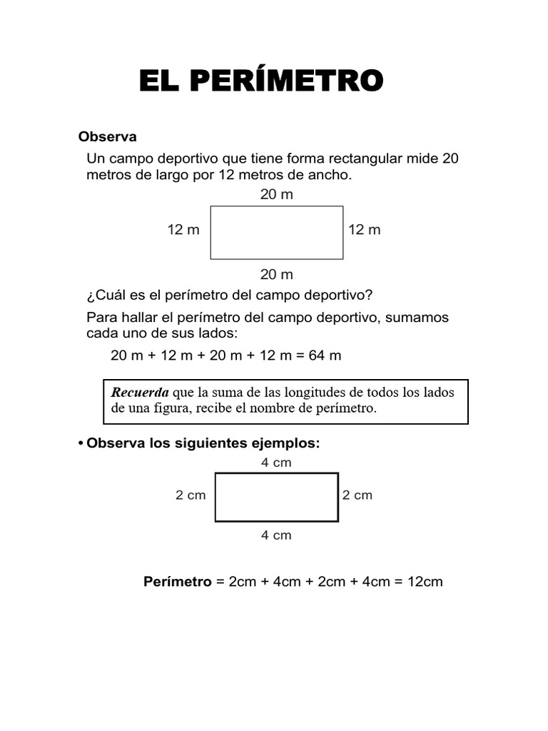 Ejercicios de Perímetro para Primaria | PDF | Geometría Elemental ...