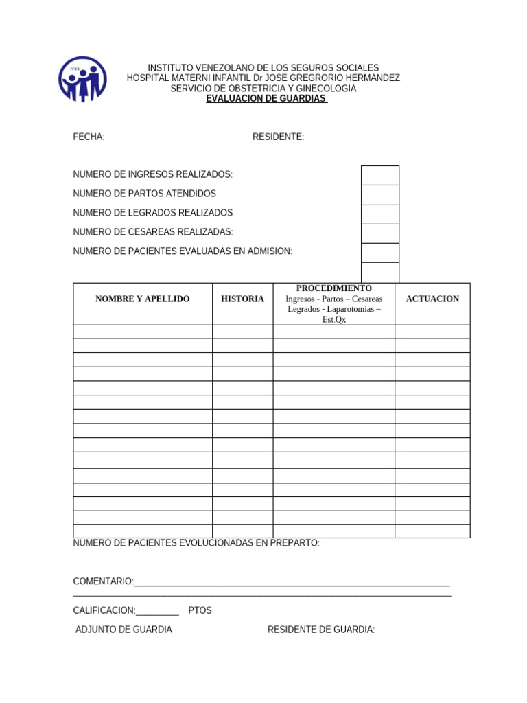 Formatos de Guardias | PDF