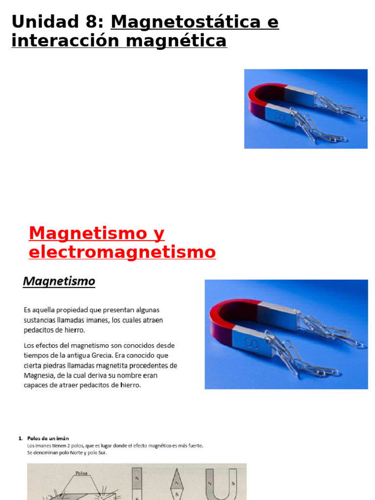 Unidad 8. Magnetostática e Interacción Magnética | PDF | Campo magnético | Electromagnetismo