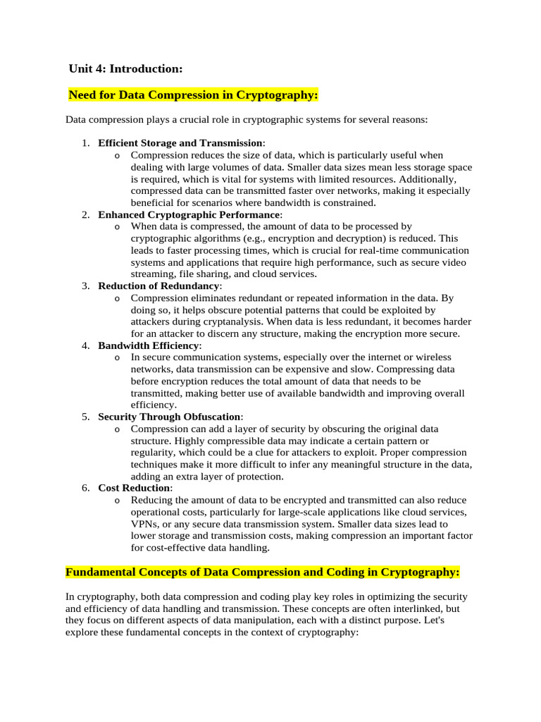 Unit 4 Data Compression | PDF | Data Compression | Cryptography