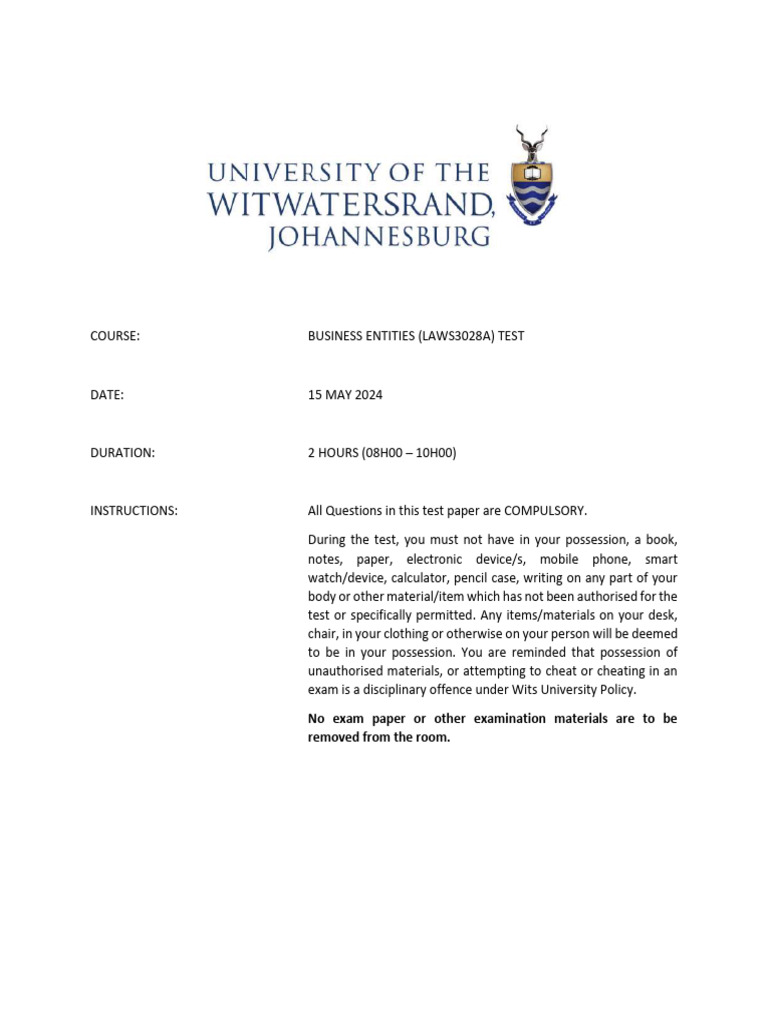 2024 Business Entities Practice Test | PDF | Partnership | Dividend