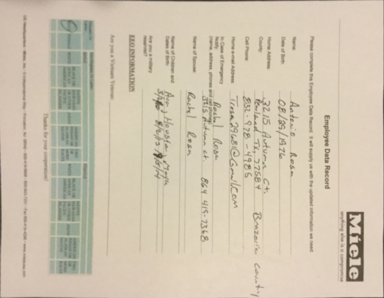 Antonio Rosa Data Record | PDF