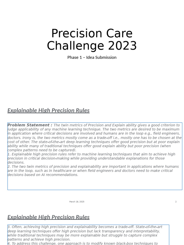 Precision Care Challenge 2025 Insights | PDF | Machine Learning ...