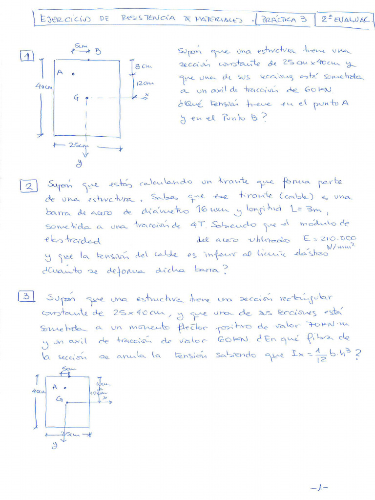 Ejercicios Resistencia Materiales - Enero-24 | PDF