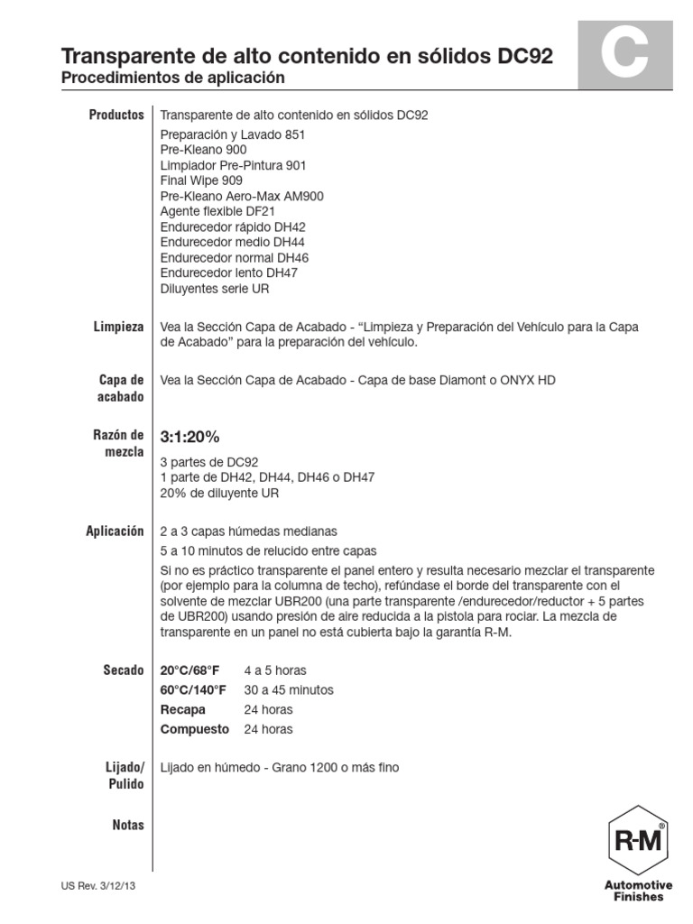 Ficha Tecnica RM DC 92 | PDF | Compuesto orgánico volátil