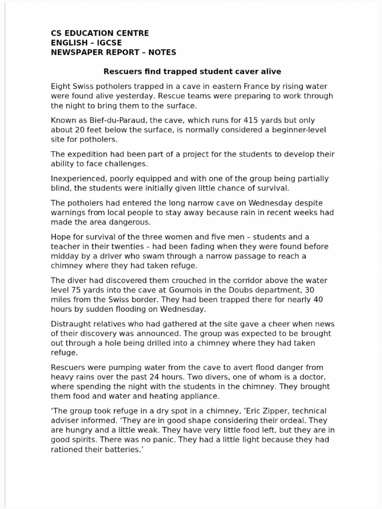 Newspaper Report - Example & Features | PDF