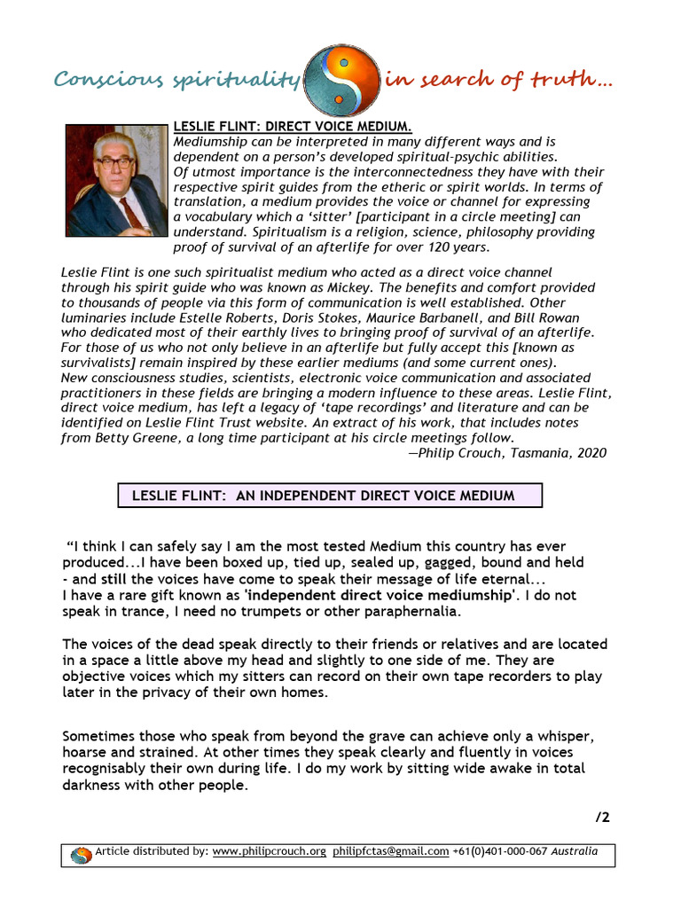 Leslie Flint: Direct Voice Mediumship | PDF | Mediumship | Spiritualism