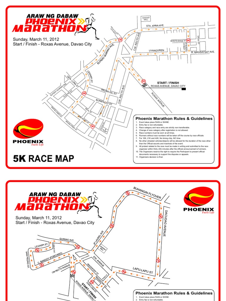 Phoenix Marathon Racemap | PDF | Athletics | Long Distance Races
