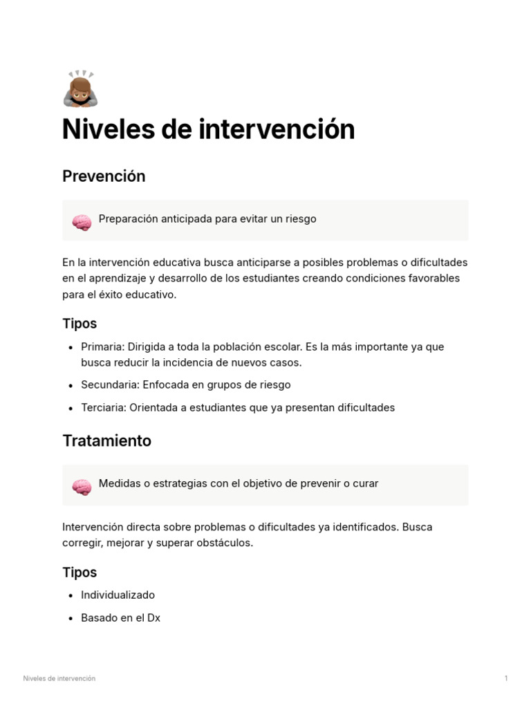 Niveles de Intervención | PDF
