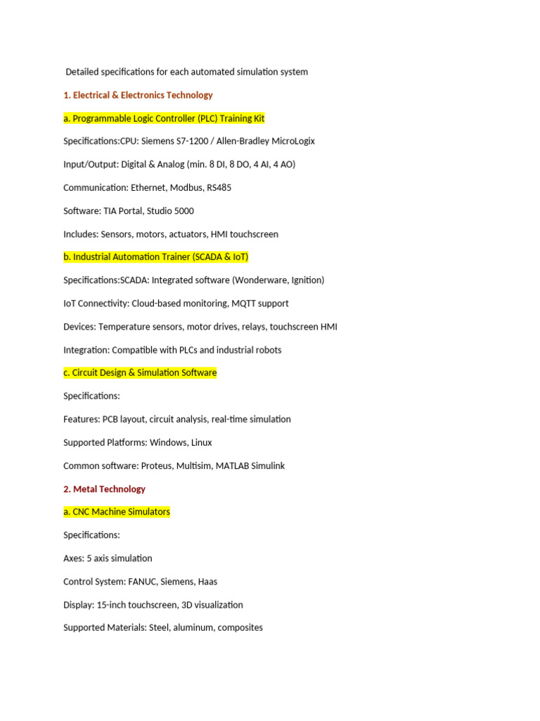 Detail Spec For Option 2 Simulations | PDF | Programmable Logic Controller | Simulation