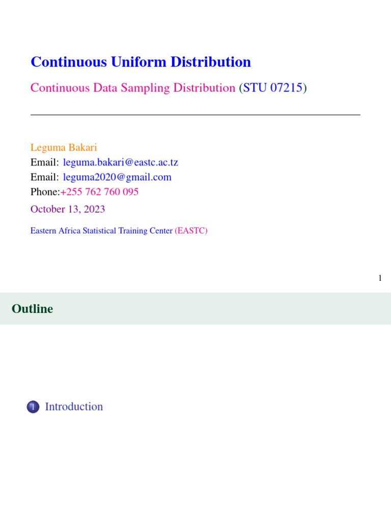 2.Uniform Distribution | PDF | Probability Distribution | Variance