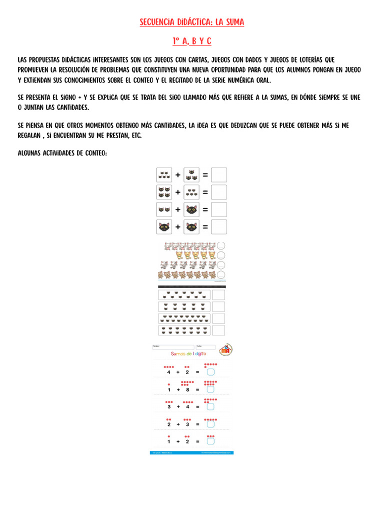 Secuencia Didáctica: Suma para Niños | PDF
