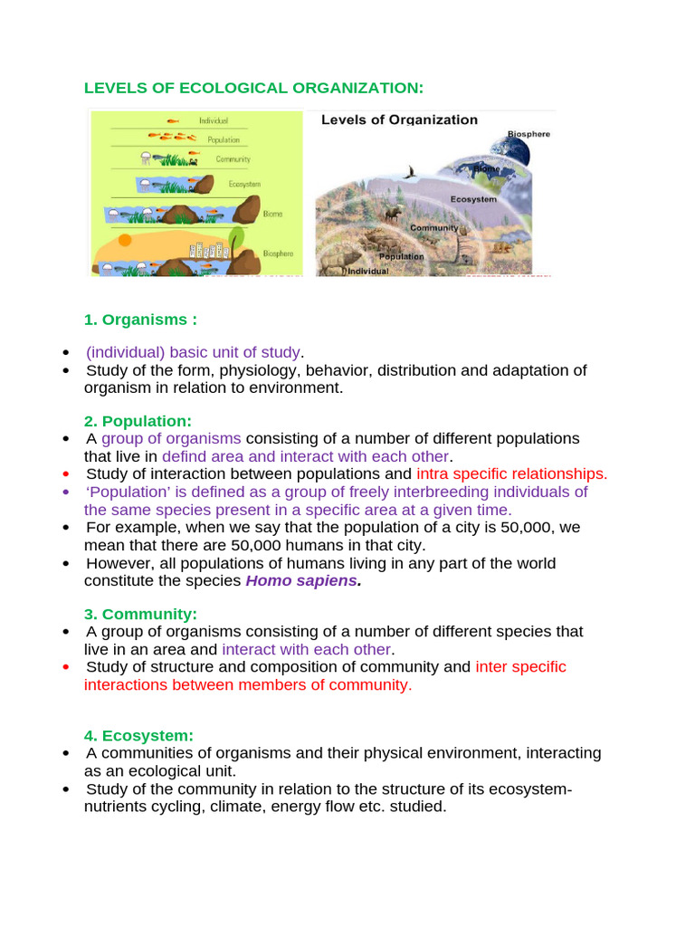 002.LEVELS OF ECOLOGICAL ORGANIZATION | PDF