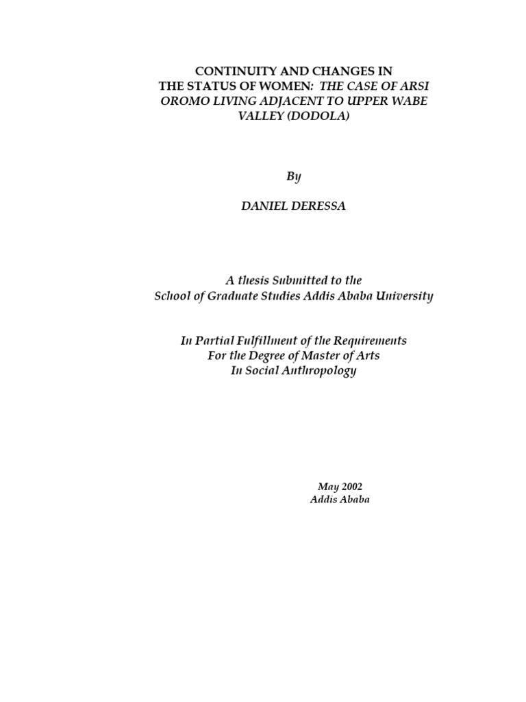 Daniel Deressa | PDF | Gender | Gender Studies