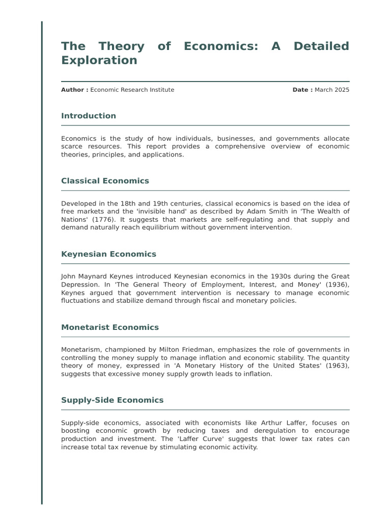 Comprehensive Overview of Economic Theories | PDF