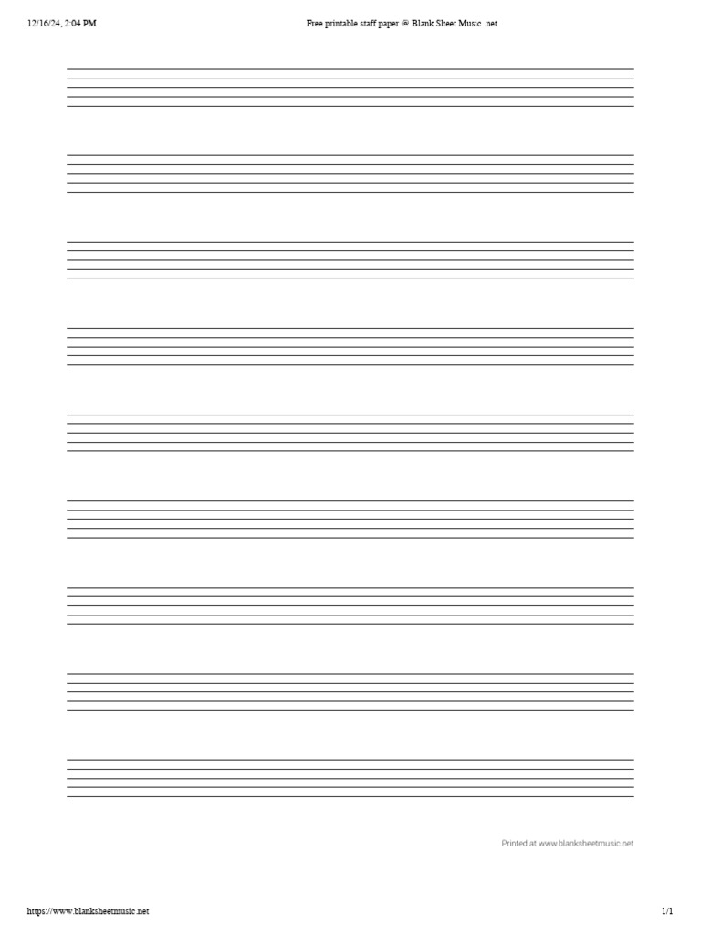 Free Printable Staff Paper at Blank Sheet Music | PDF