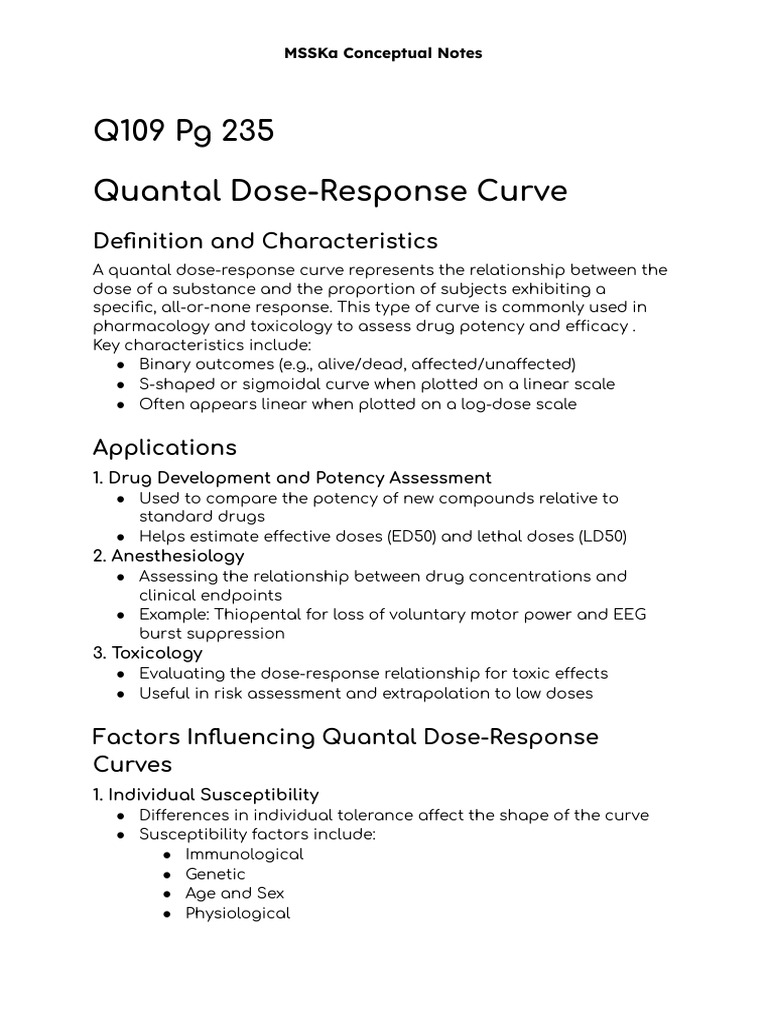 Quantal Dose-Response Curve | PDF | Pharmacology | Medicinal Chemistry