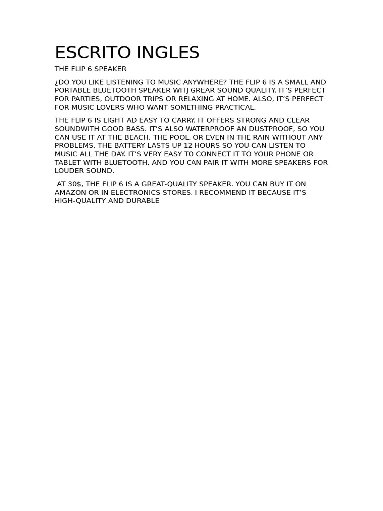 Escrito Ingles | PDF