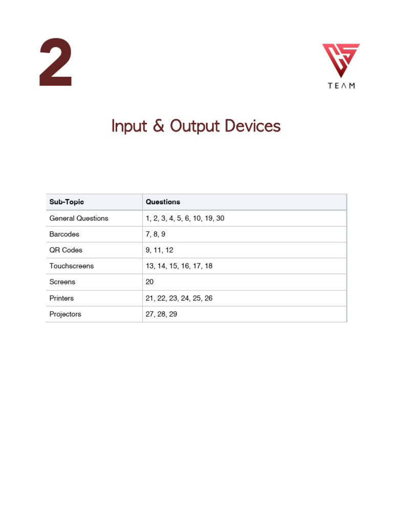 Input and Output Devices Overview | PDF | Touchscreen | Qr Code