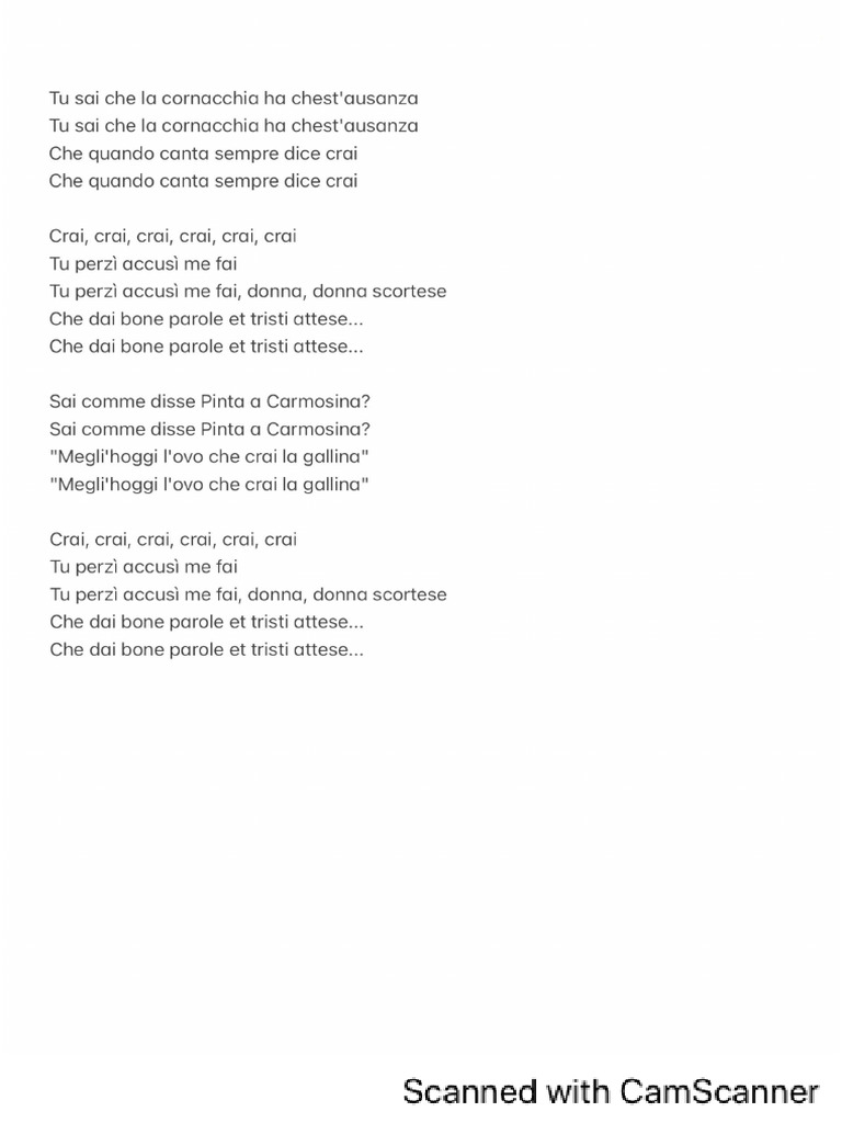 Tu Sai Che La Cornacchia | PDF