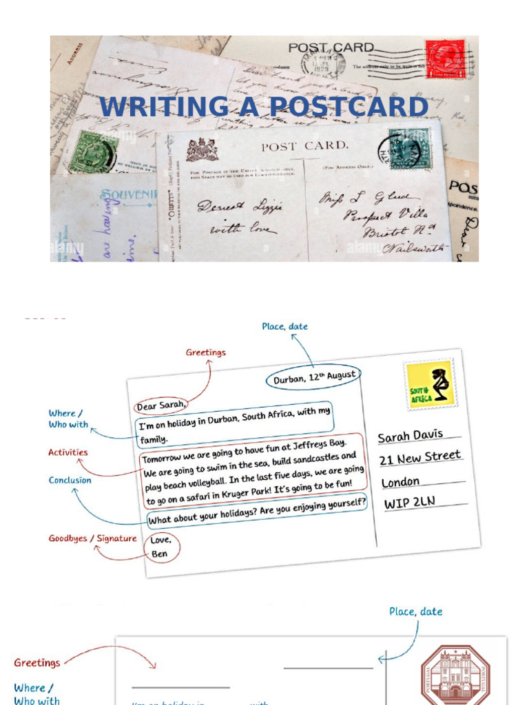 Writing Skill - Writing A Postcard | PDF