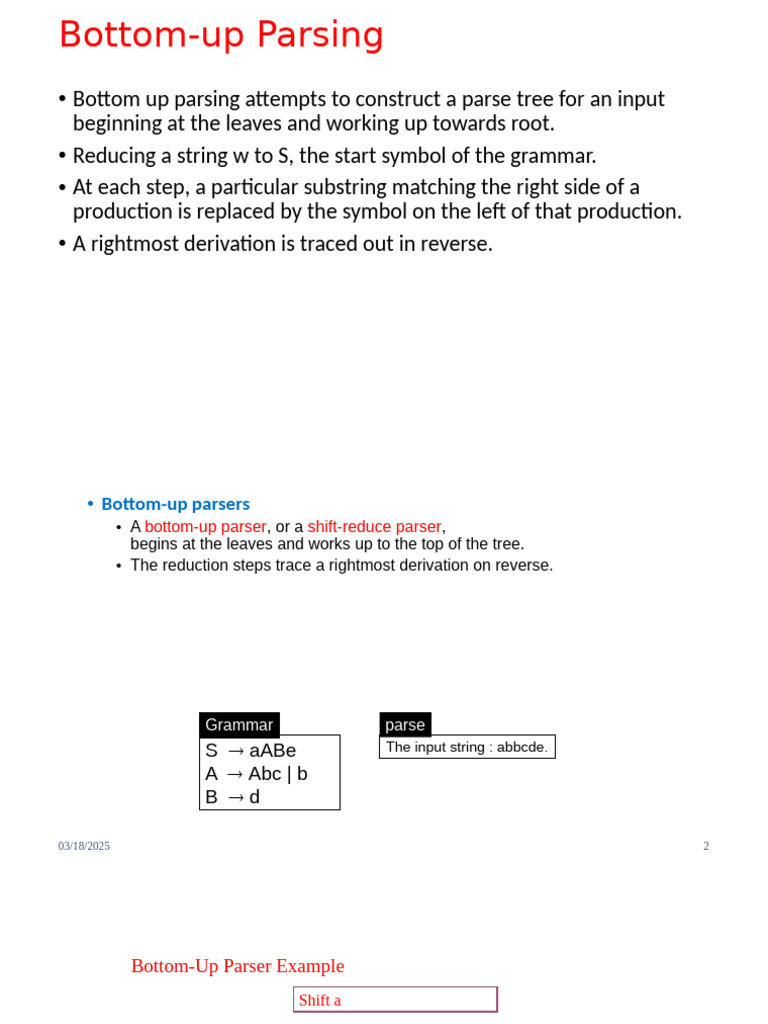Module 2-D - Shift Reduce Parser and Operator Precedence Parser | PDF | Parsing | Graph Theory