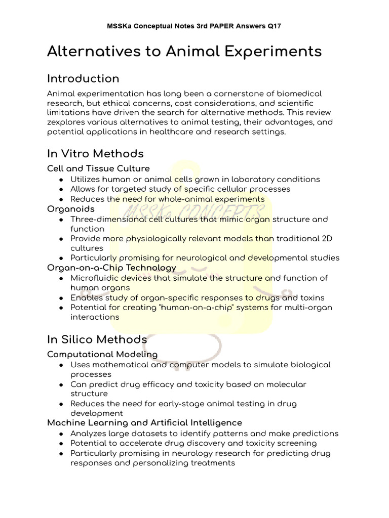 Alternatives To Animal Experiments | PDF | Animal Testing | Experiment