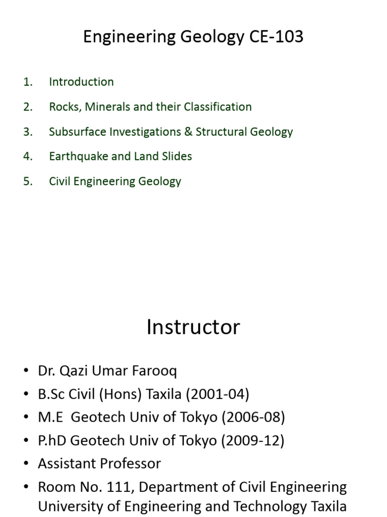 01-Engineering Geology | PDF | Plate Tectonics | Earth