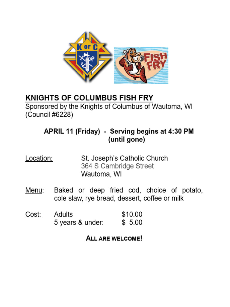 Knights of Columbus Fish Fry - 4-11-25 | PDF