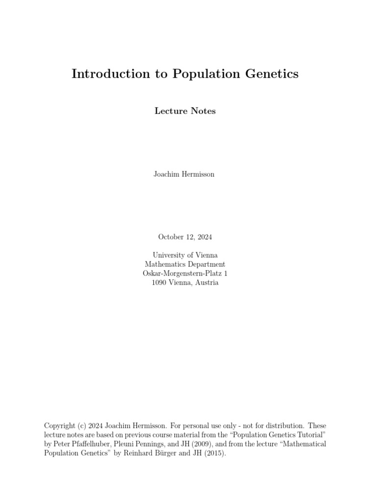 Introduction to Population Genetics - Hermison | PDF | Gene ...