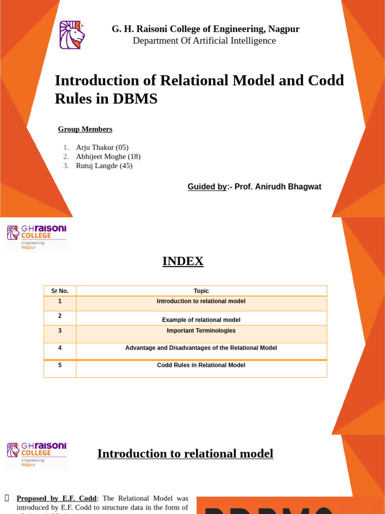 Introduction To Relational Model | PDF | Relational Database | Databases