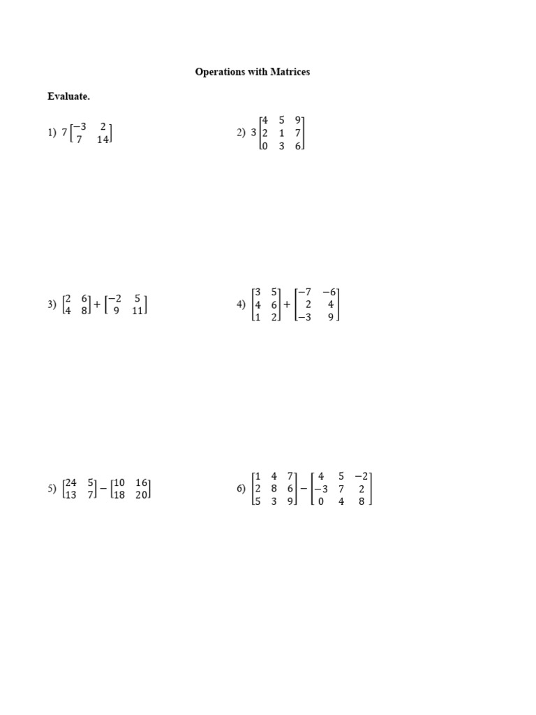 Operations With Matrices 2 | PDF