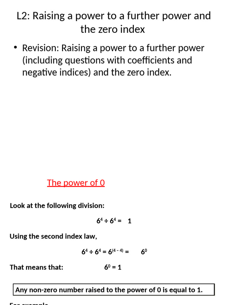 L2 Power To A Power and Zero Index | PDF | Exponentiation | Arithmetic