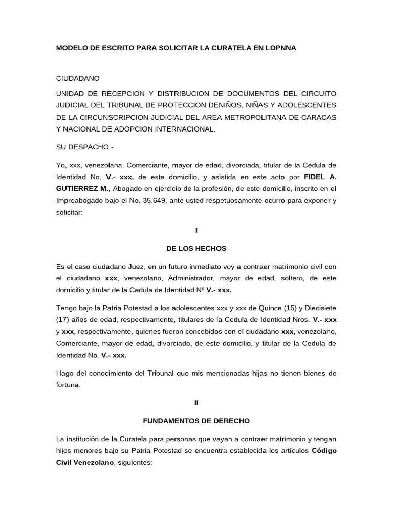 Modelo de Curatela en Venezuela | PDF | Justicia | Crimen y violencia