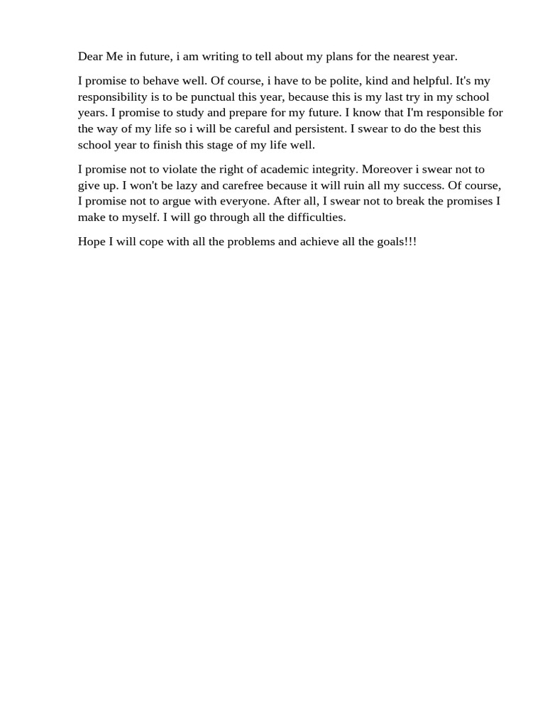 Dear Me in Future | PDF