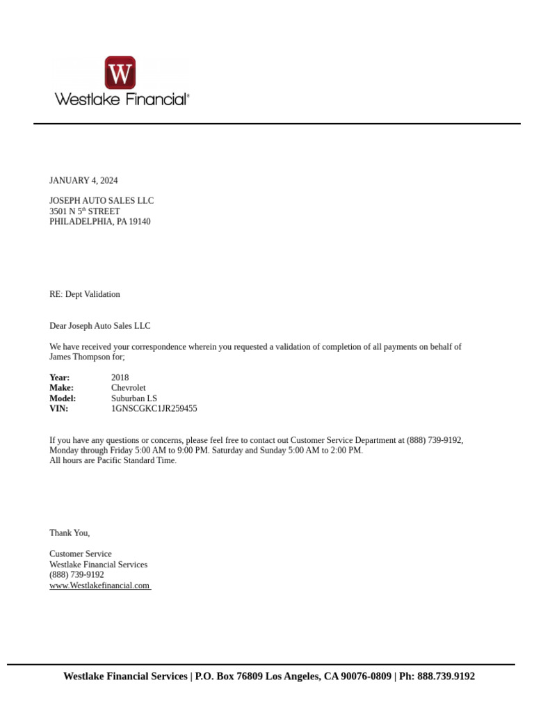 Westlake Financial Lien Release Confirmation | PDF