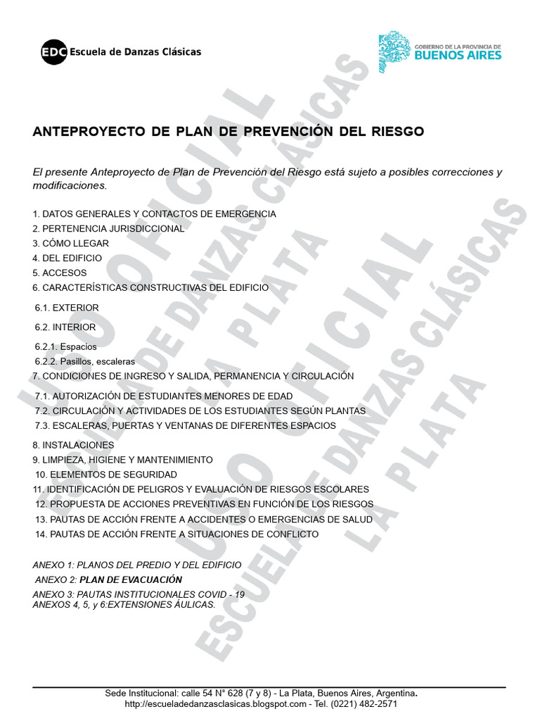 Plan Prevencion de Riesgo USO OFICIAL y Membrete (3) 2023 | PDF | Buenos Aires | Ventana