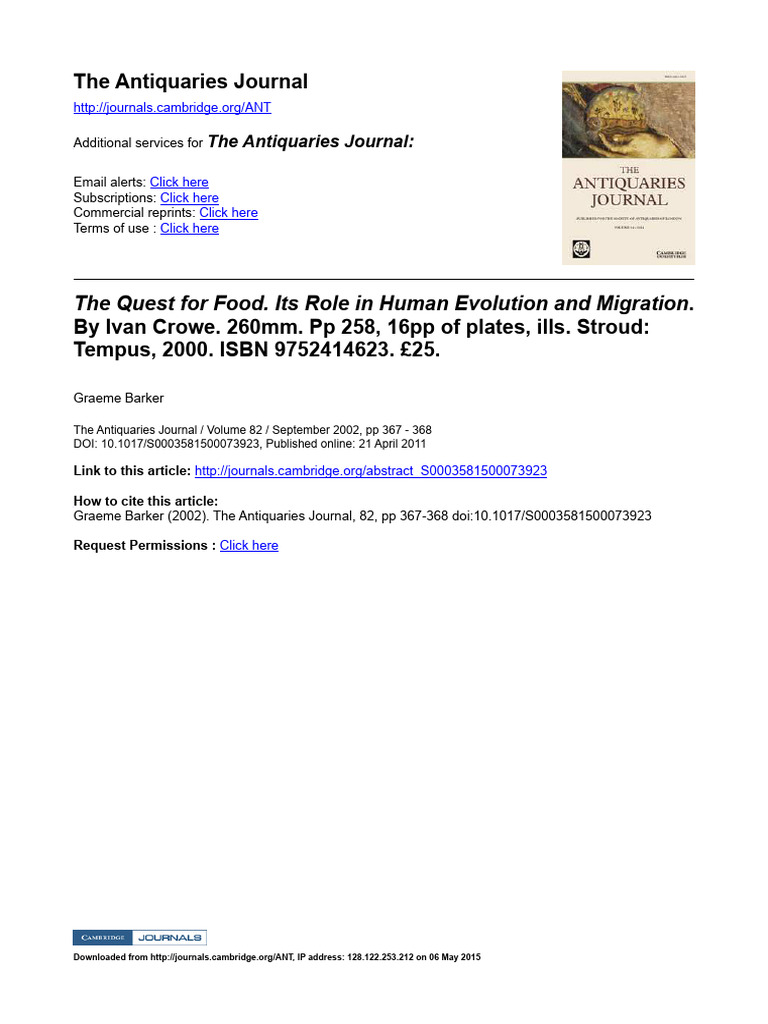 The Quest for Food in Human Evolution | PDF | Books | Homo
