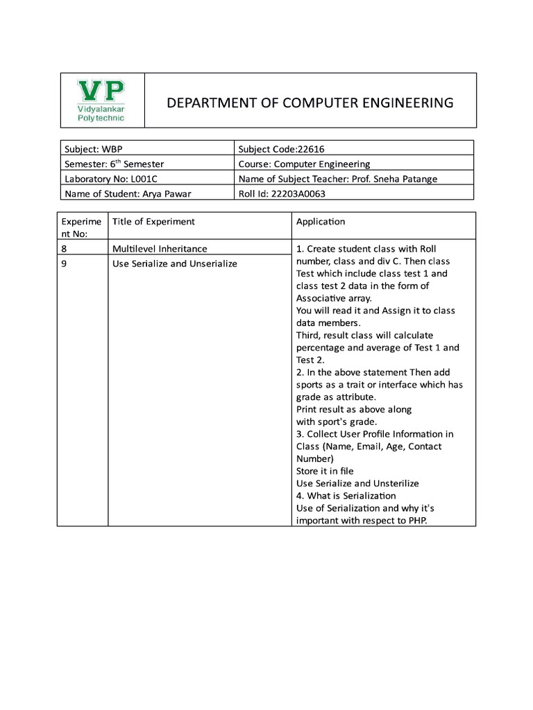 22203a0063 Prac 8,9 | PDF