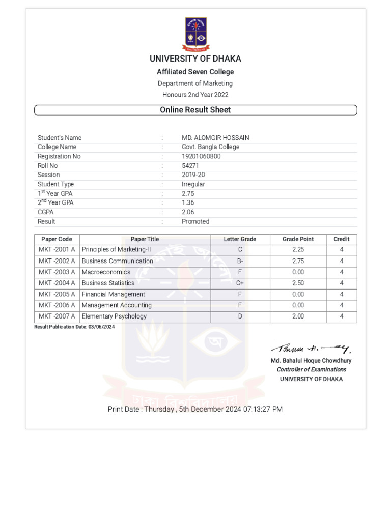 7 College Honours Result Archive | PDF | Student Assessment And Evaluation