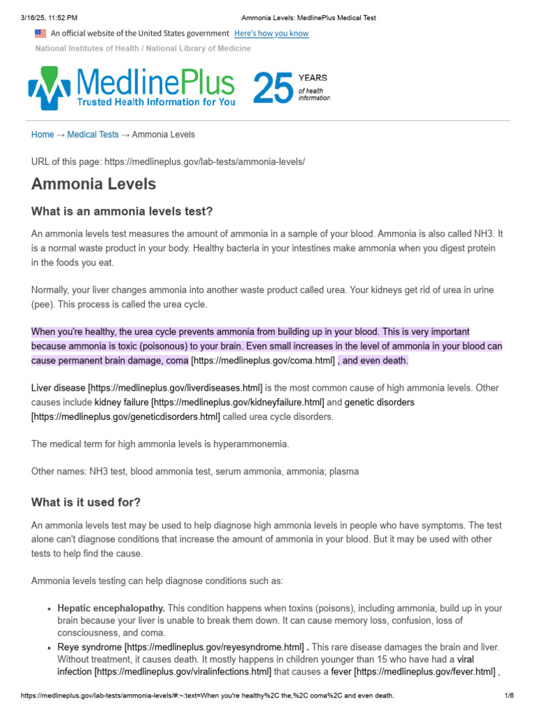 Understanding Ammonia Blood Tests | PDF | Infants | Liver