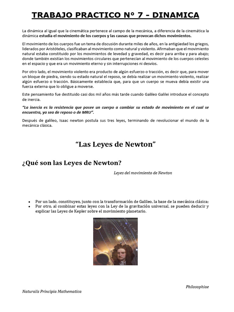 Dinámica y Leyes de Newton en Física | PDF | Las leyes del movimiento ...