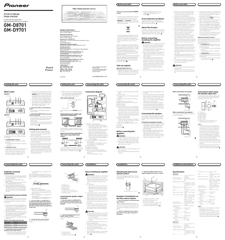GM-D8701 GM-D9701: Owner's Manual Mode D'emploi | PDF | Loudspeaker ...