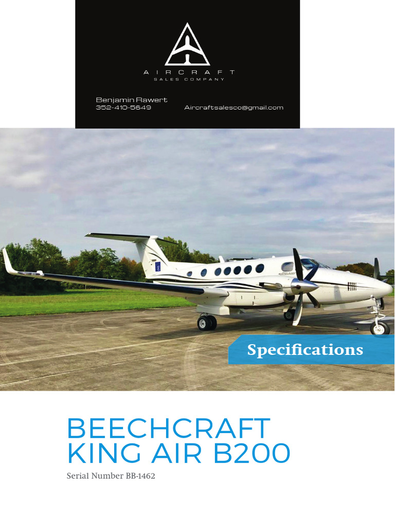 Specifications Beechcraft King Air B200 N537EM BB-1462 ASC | PDF ...