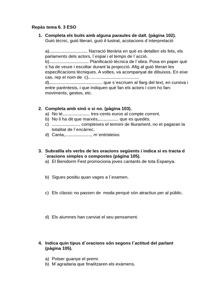 Repàs Tema 6. 3 ESO | PDF