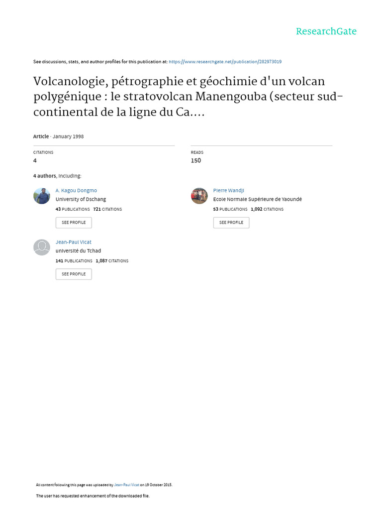 Volcanologie, Pétrographie Et Géochimie D'un Volcan Polygénique: Le ...